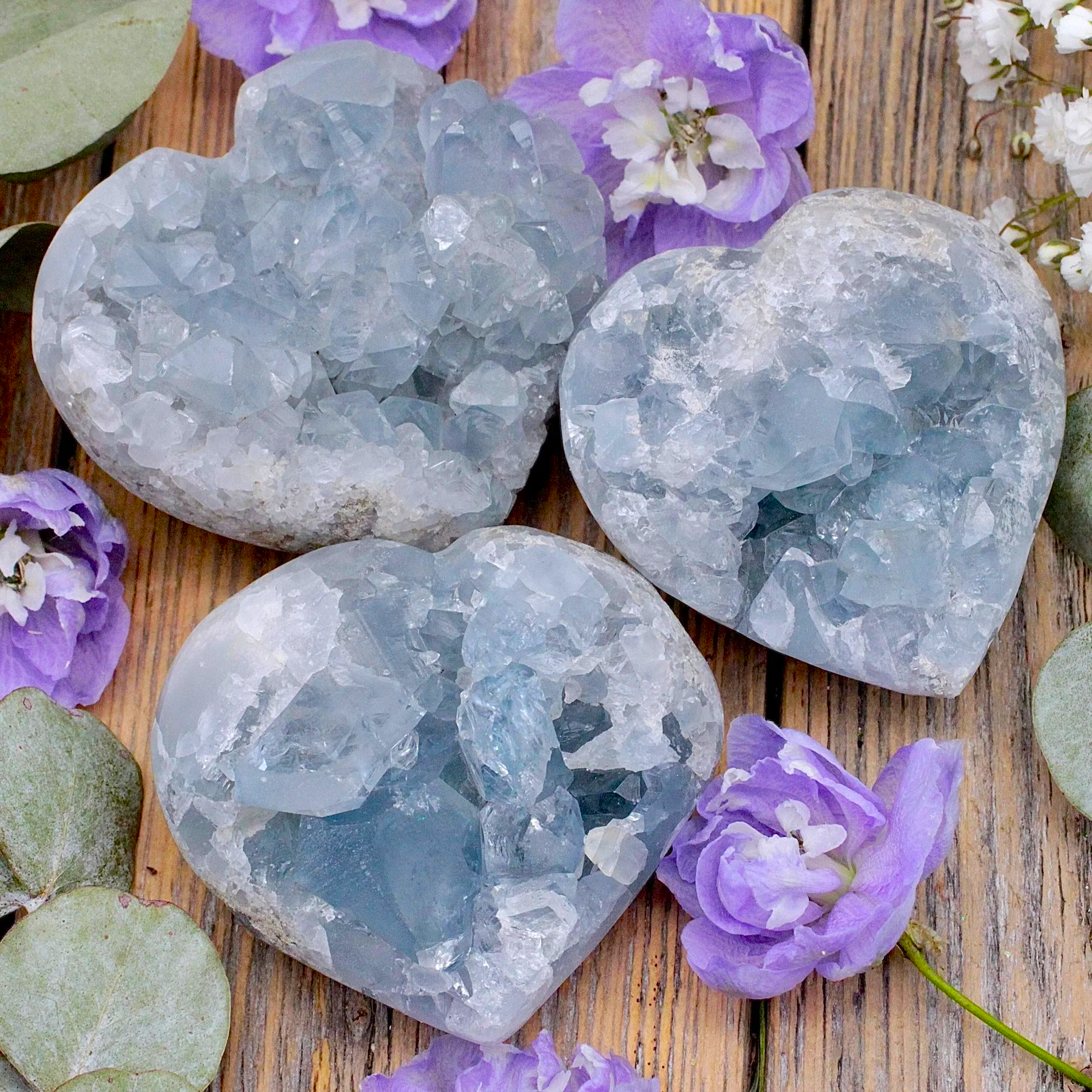 Celestite Cluster Heart (Medium) – Spirit and Stardust